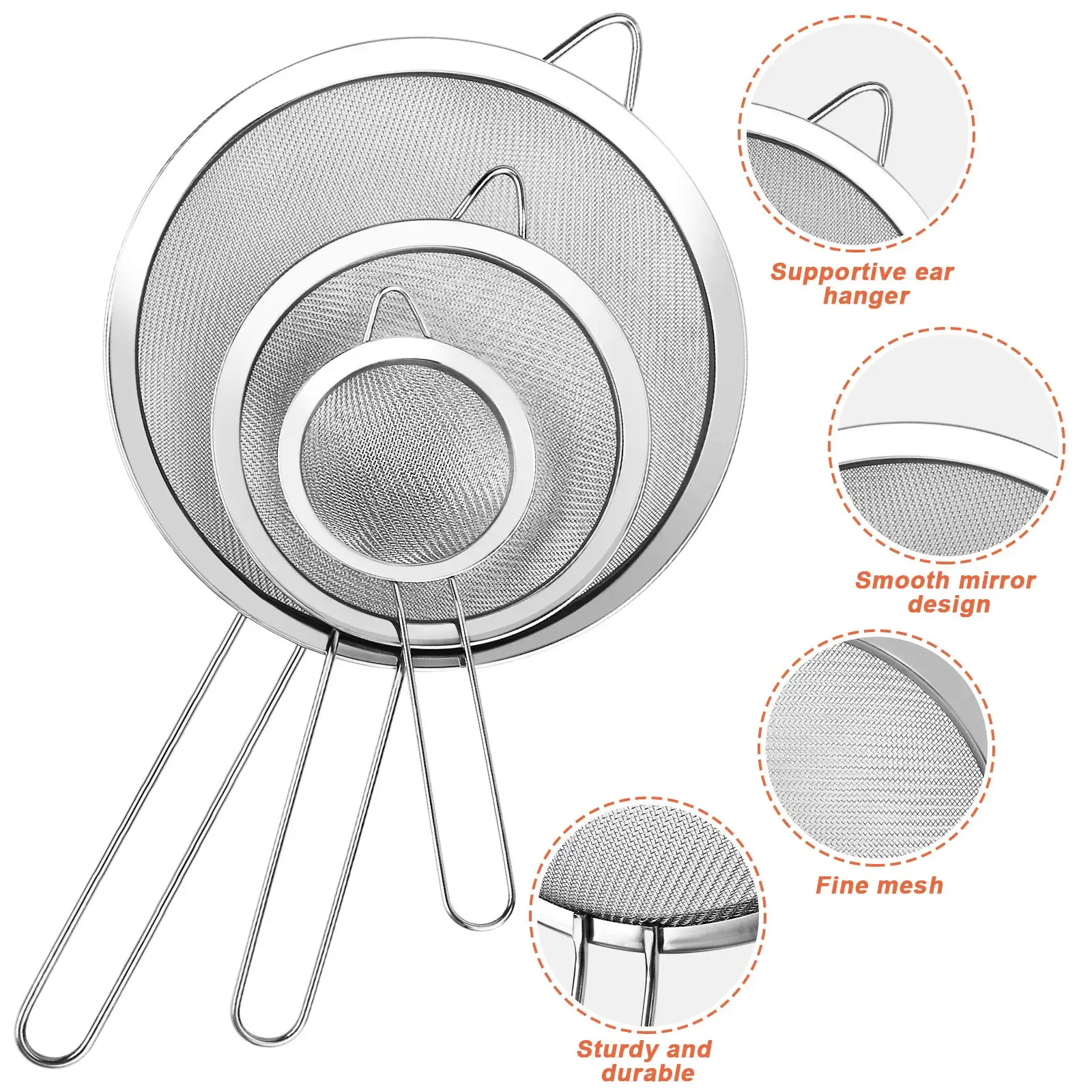 Extra Fine Sieve Strainer Set for Home Kitchen - MOREZHOME