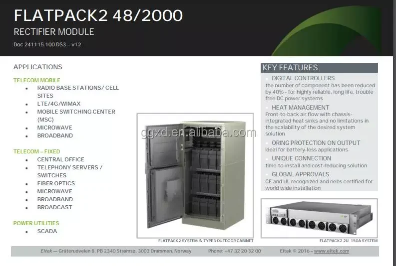 Eltek Flatpack2 48V/3000W Rectifier Module - Efficient Power