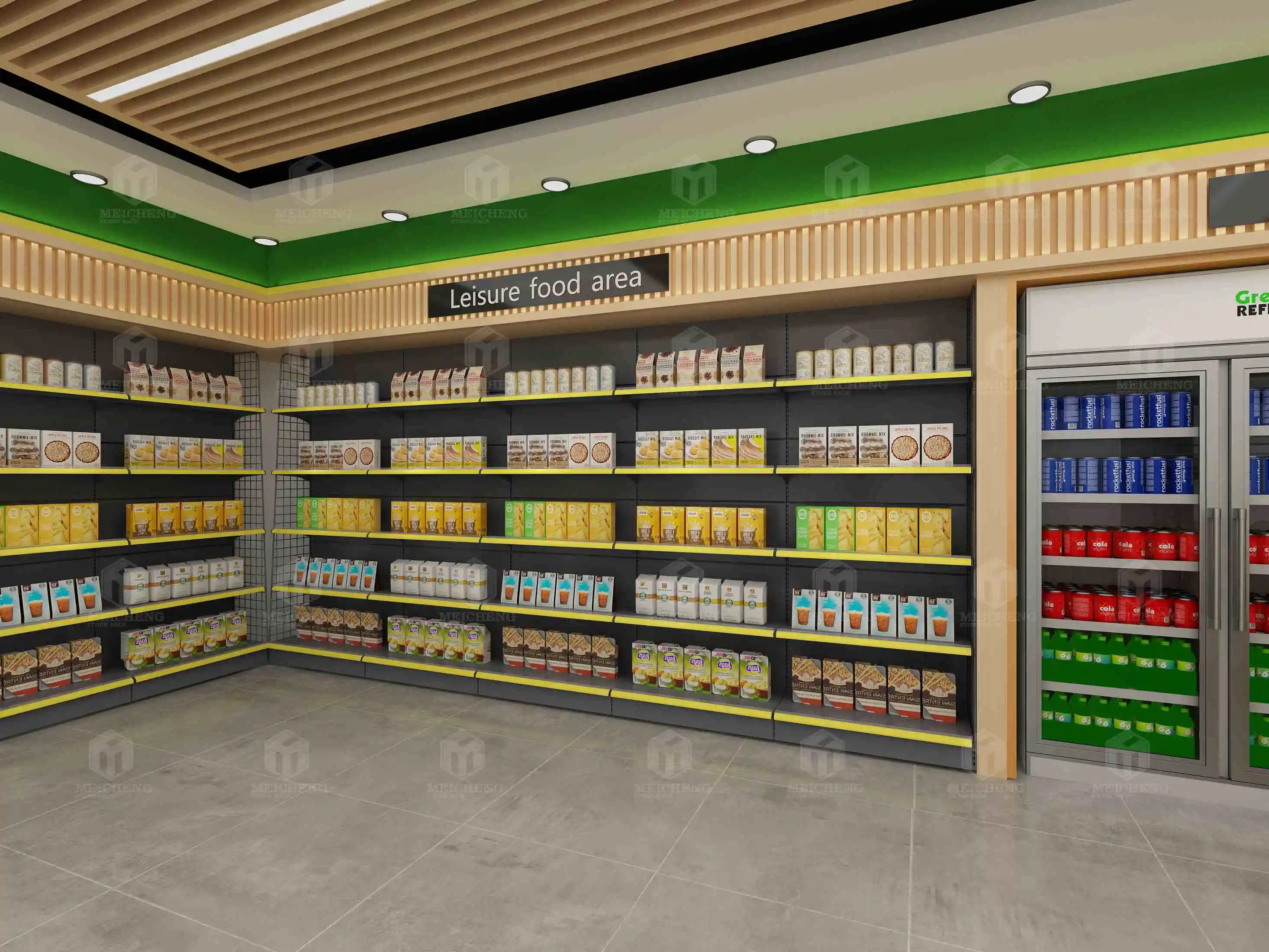 Meicheng Custom Supermarket Layout Kiosk Stands Rack Shelf Supermarket ...