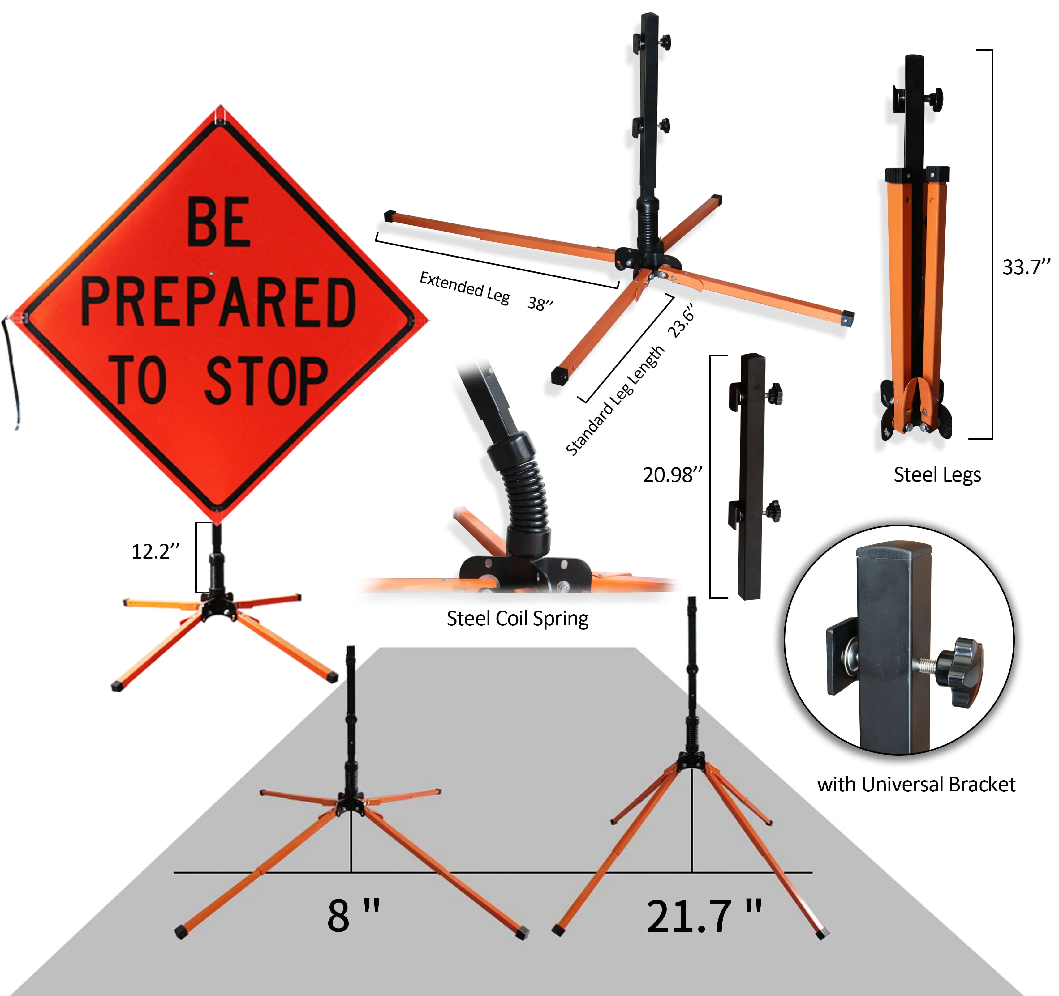 Reflective 48'' 36" Construction Traffic Sign Road Work Roll Up ...