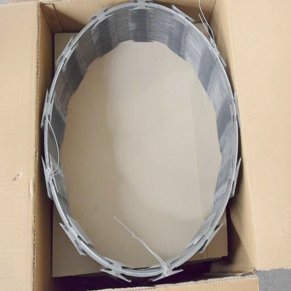 PVC Coated Galvanized Cross Type Concertina Razor Wire Steel Barbed ...