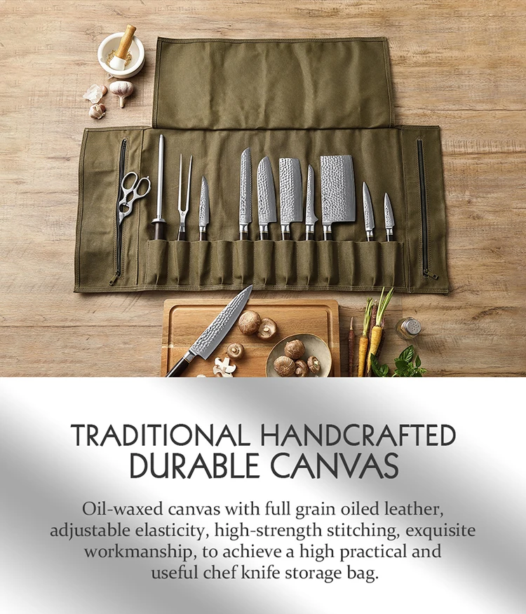 Portable Foldable Storage Pouch Kitchen Knives Bags Canvas & Leather ...