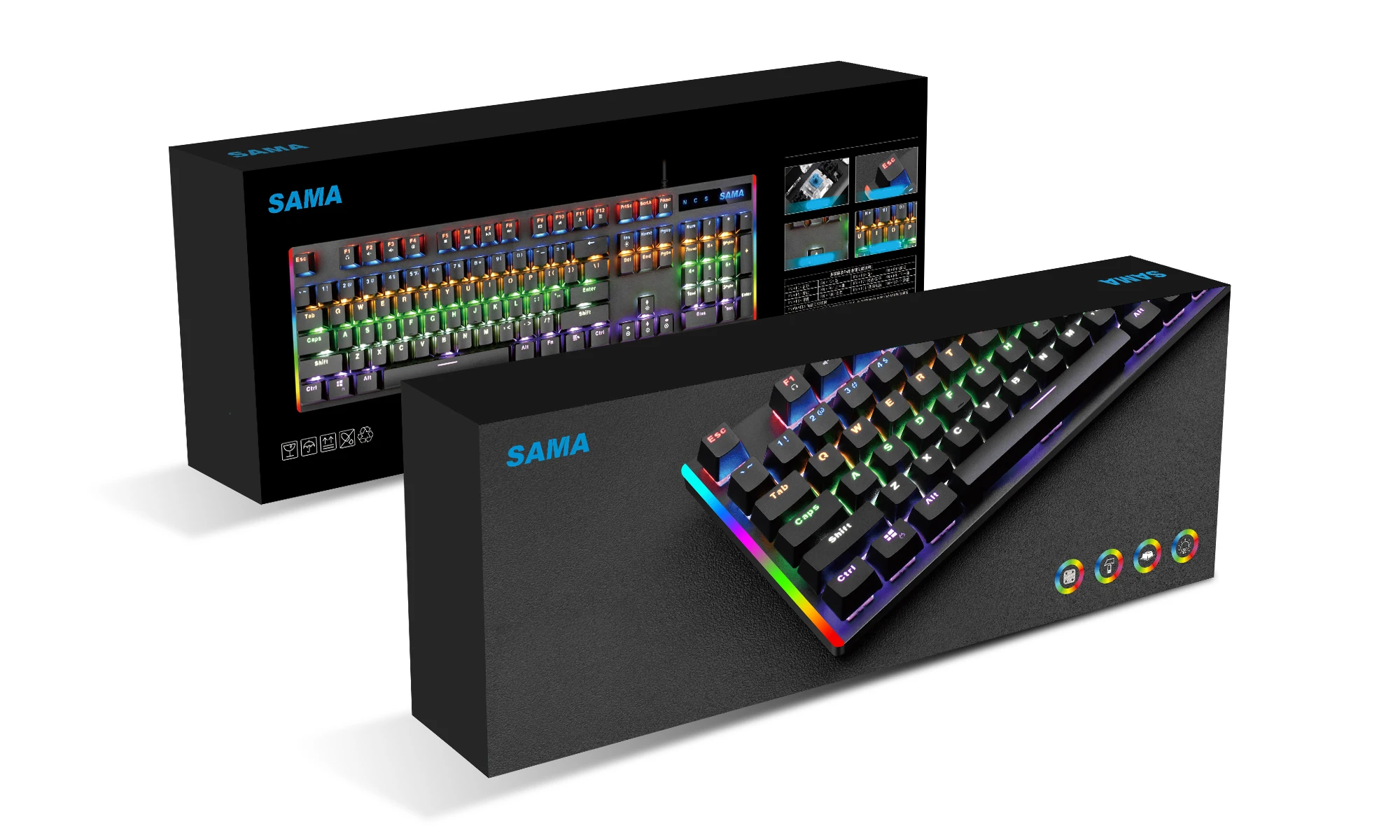 Sama Custom Clavier Gaming Keyboard Two-color Injection Keycaps ...