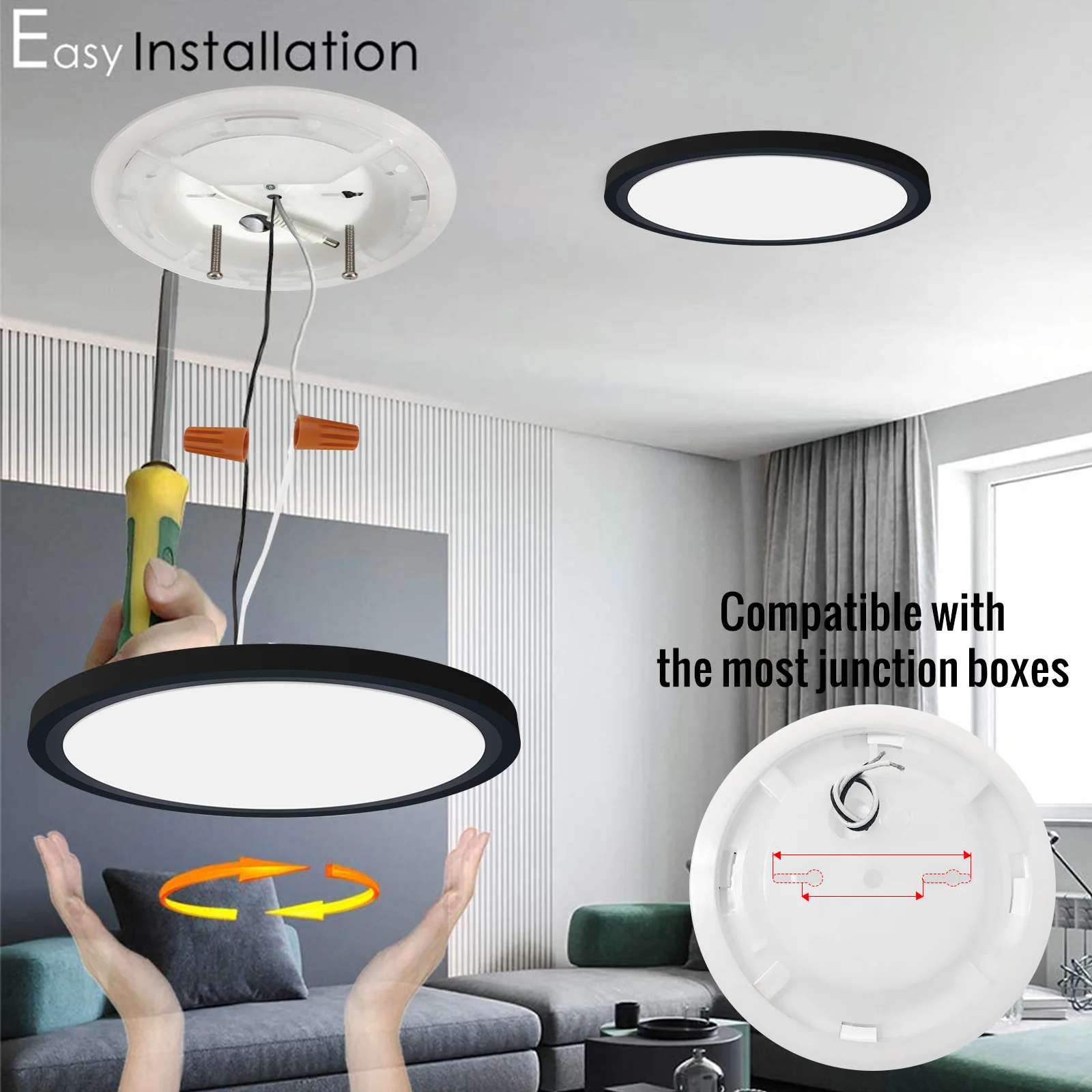 Worbest Flush Mount Remote Control Round Led Ceiling Light 12 Inch 20w ...