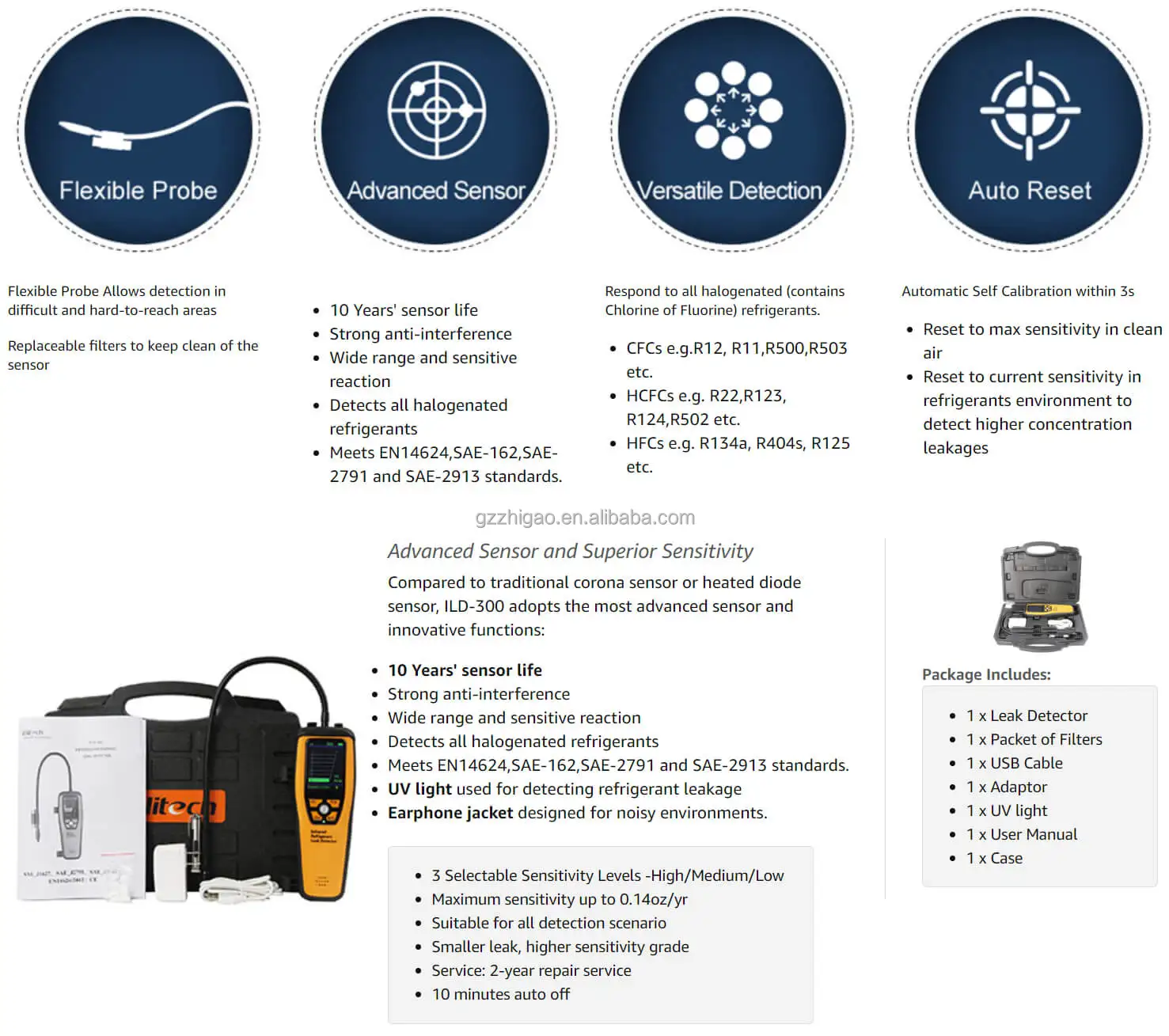 Elitech ILD-200 HVAC Refrigerant Leak Detector - Infrared Sensor Hand Tool
