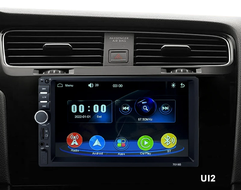 F133-7018B 7" Double Din Car Multimedia Wired Carplay Auto Radio ...