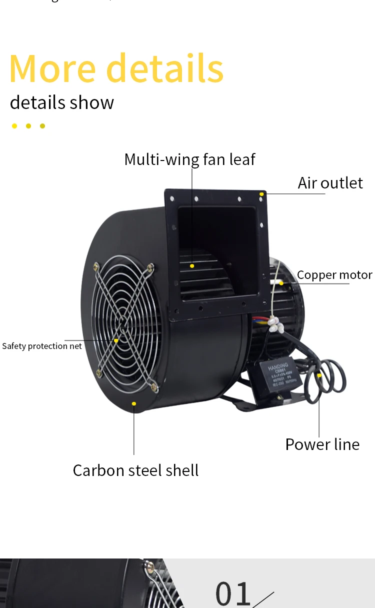 High Efficiency 500w Multi-wing Centrifugal Radial Fan Industrial 220v ...