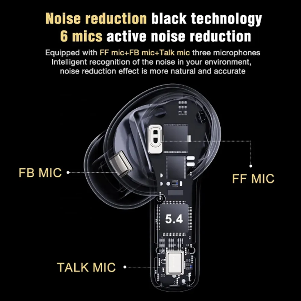 6 Mics Anc Enc Tws Wireless Stereo Earbuds Earphone Wholesale Ear Buds ...