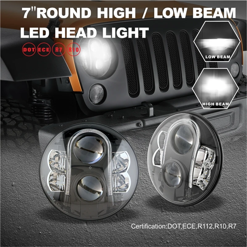 Tuff Plus Round 7 Inch Emark High Beam Led Car Auto Head Lights Bulb ...