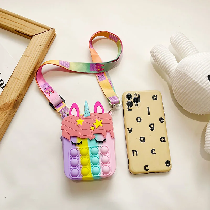 20 Colors Stock Sensory Silicone Push Bubble Popper Sling Bag Kids ...