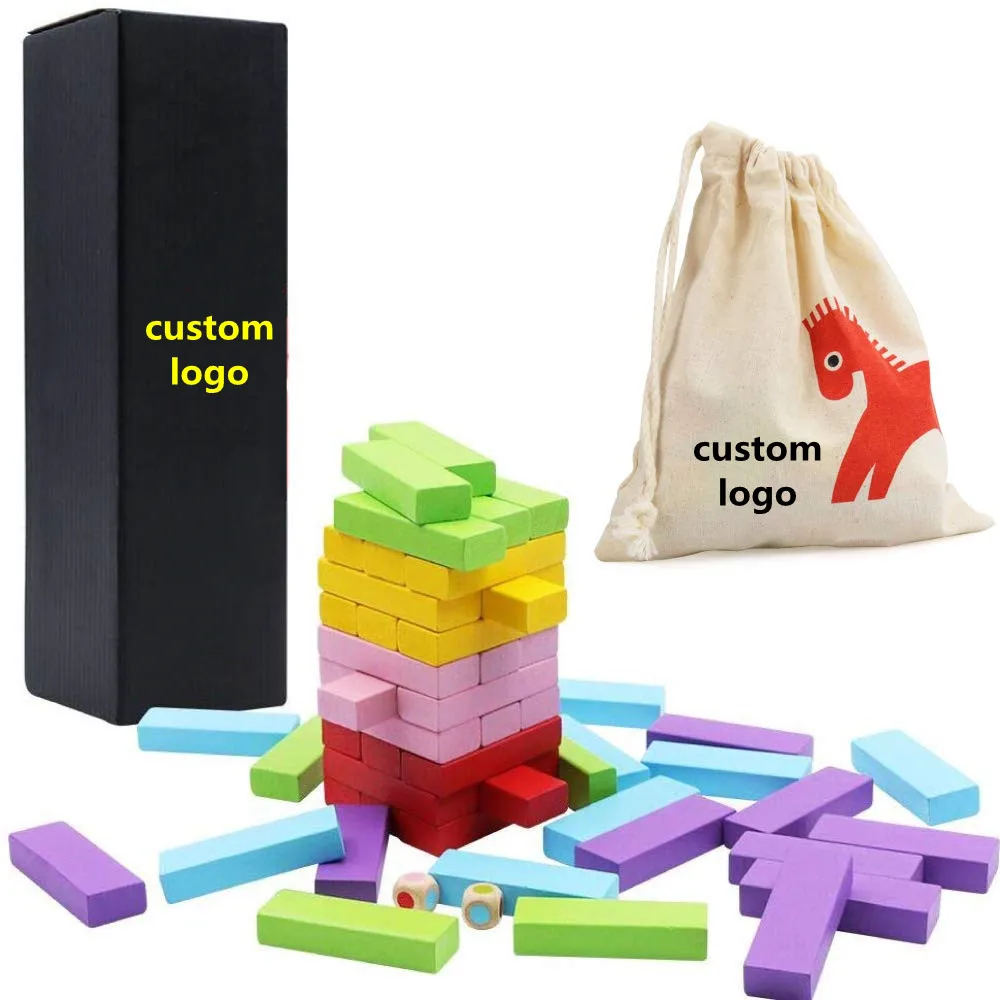 Custom Rainbow Wooden Stacking Building Blocks - Educational Toy