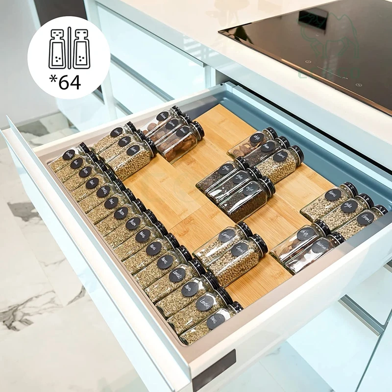 4 Tier Multi Purposes Bamboo Spice Rack For Drawer Fancy Spice Rack ...