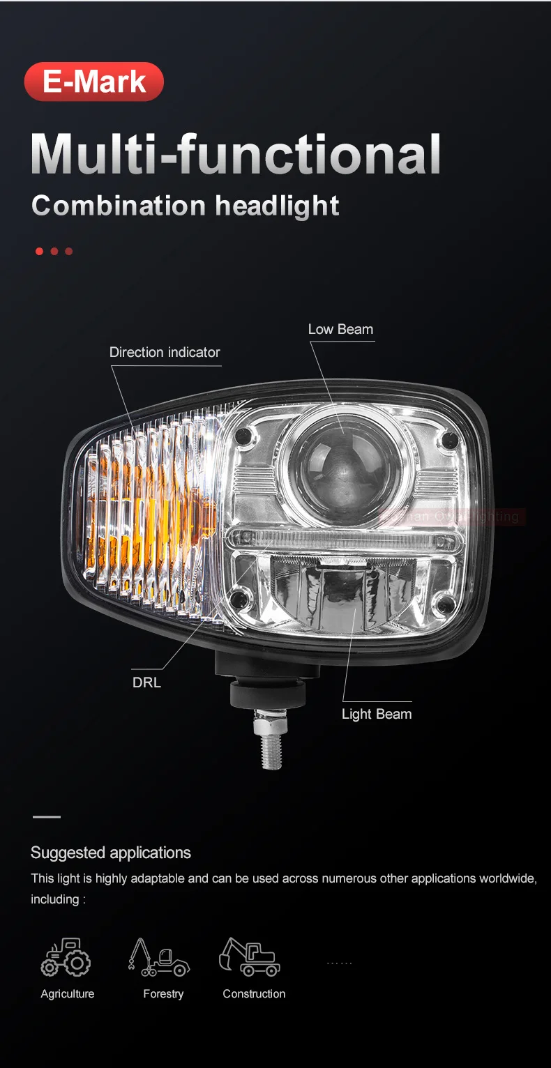 Dot Led Headlights For Tractor Heavy Duty Combination Headlamp High Low ...