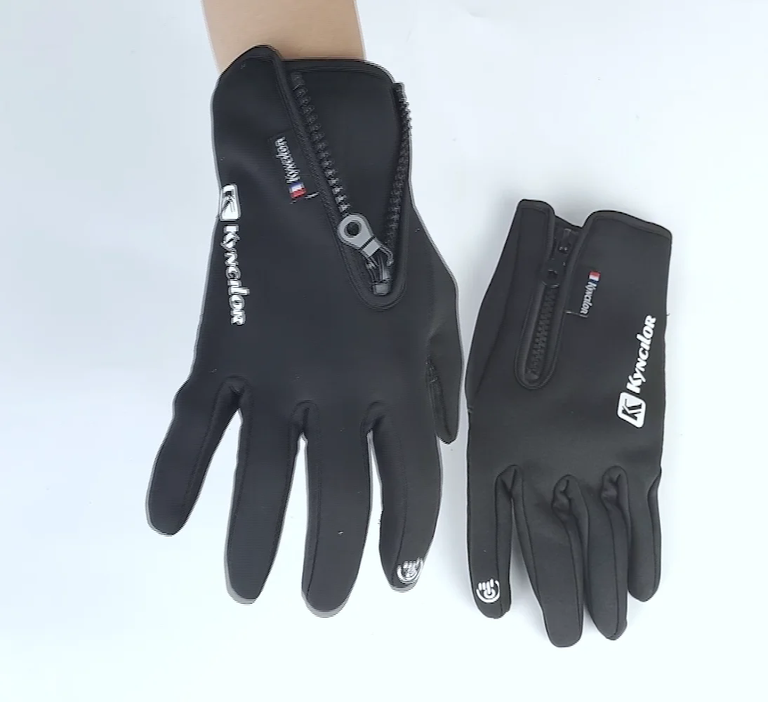 Warm Outdoor Zipper Cycling Gloves Touchscreen Windproof Shockproof Pad ...