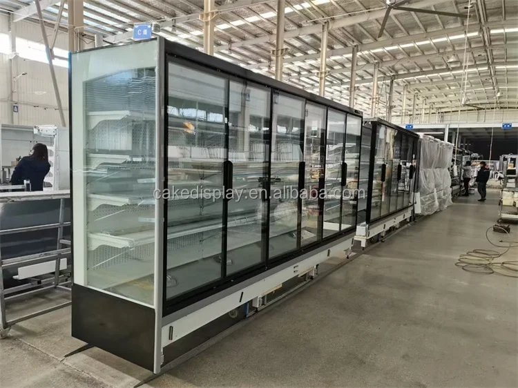 Fan Forced Cooling Air Curtain Chiller Open Type Multideck Open Bakery ...