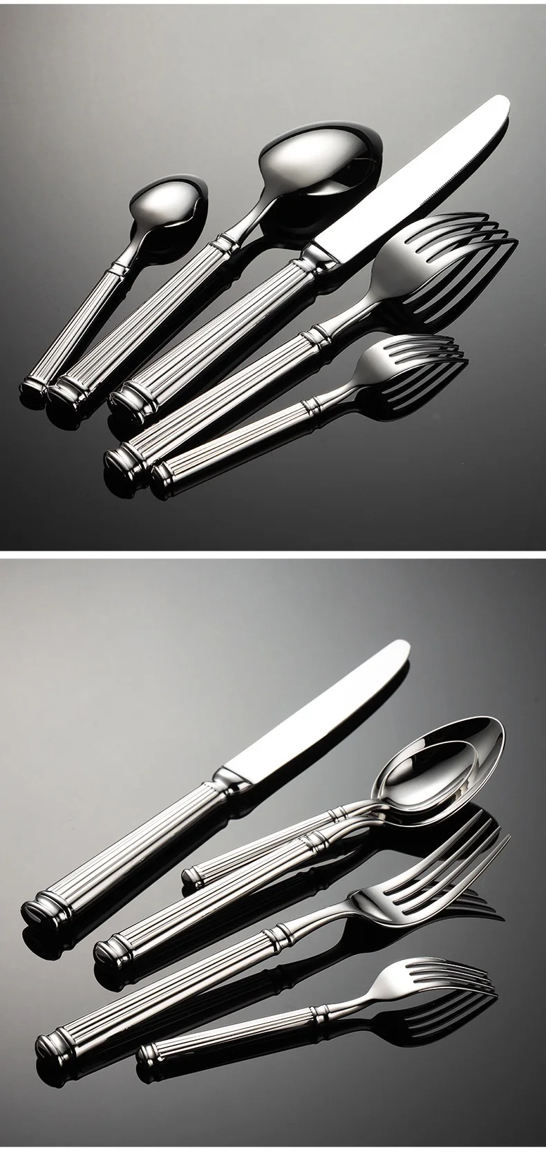 Luxury Flatware Set with Roman Column Design - Stainless Steel