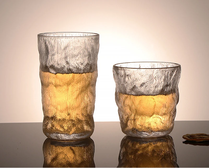 2 Glacier Pattern Glass Creative Water Cup Tea Cup Beverage Juice Cup ...