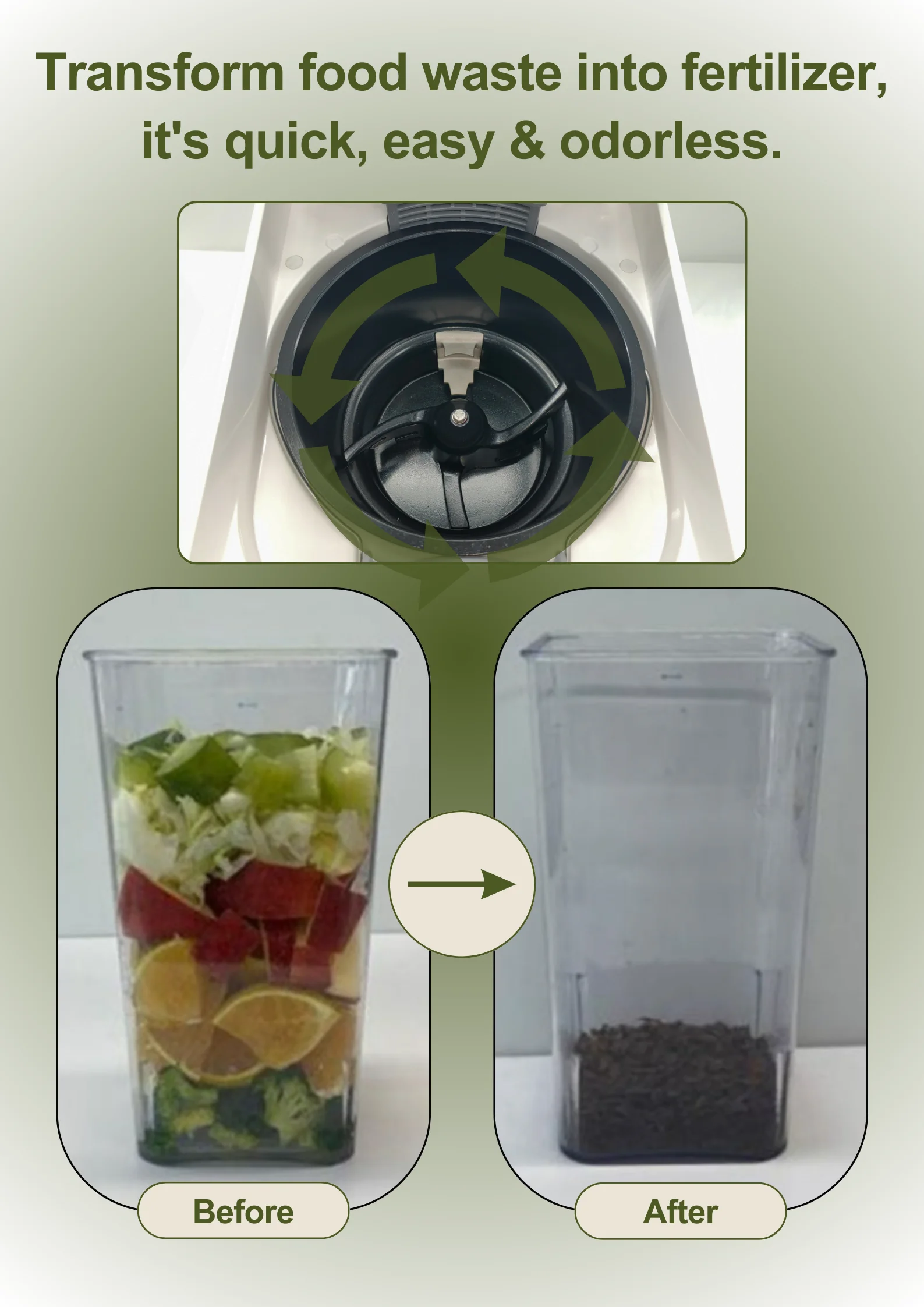 OUSHINE Home Use Food Waste Disposer Garbage Recycling Machine 2.5L for ...