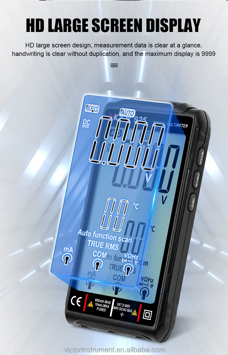 Rts Smart Digital Multimeter Victor 925 9999 Counts True Rms Auto Rechargeable Capacitance Meter ...