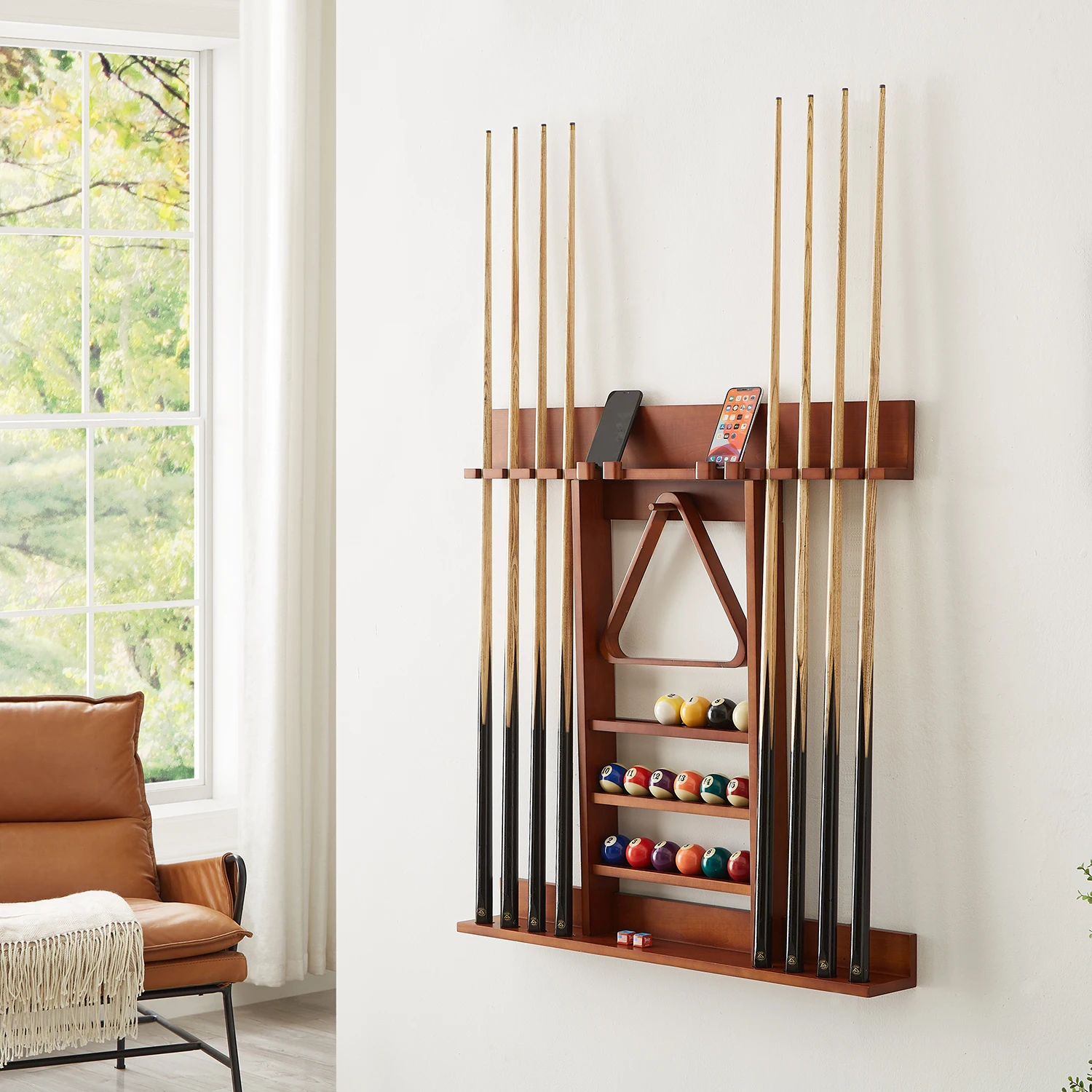 New Arrival Wall Rack Pool Cue Rack,Solid Wood Billiard Cue Holder For ...