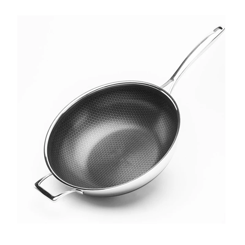 Hot Sales 30 32 34cm Chinese Non-stick Stainless Steel Honeycomb Large ...