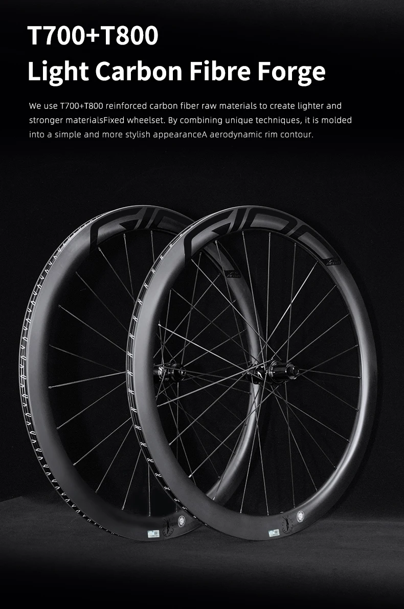 700C UltraLight Carbon Fiber Bicycle Wheel Toray T800 BTM Disc Brake ...