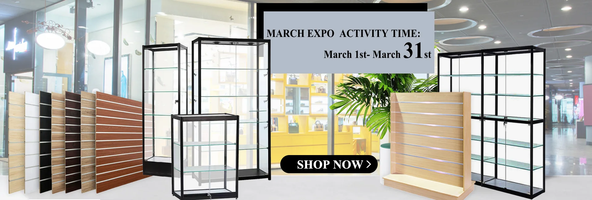 Custom White LED Light Glass Display Showcase for Shopping