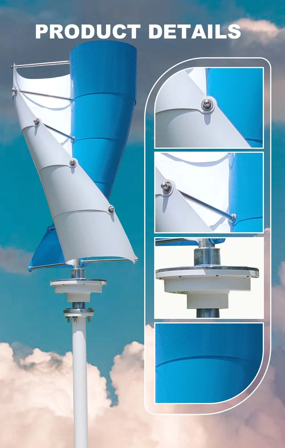 Spiral Wind Vertical Turbine Generators 2KW 3KWW 12v 24v Alternative ...