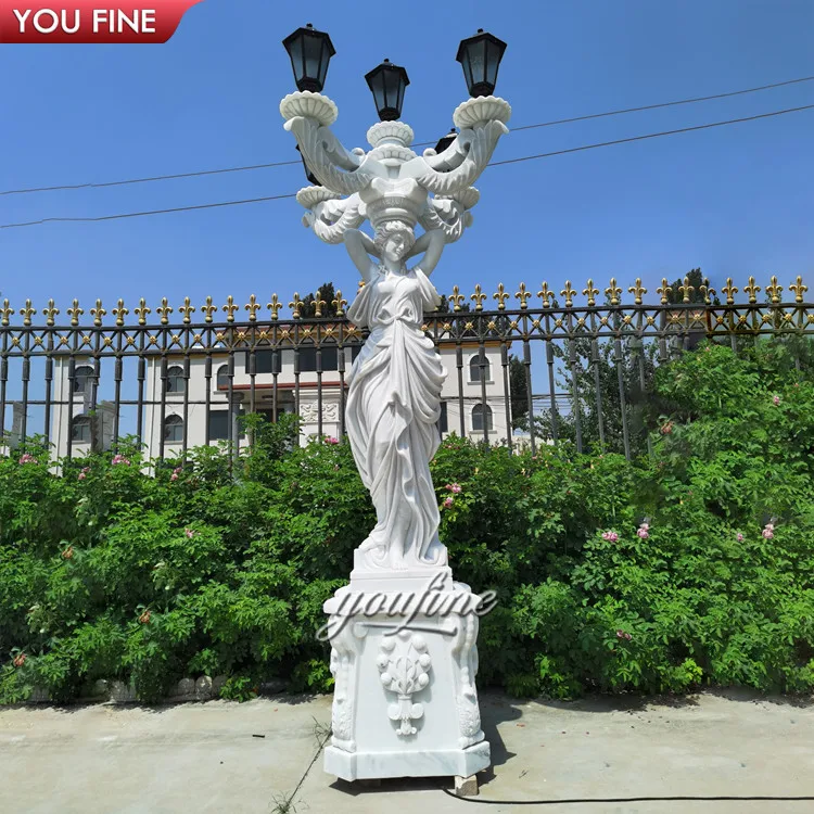 Lady Lamp Statue - Elegant Western Style Garden Sculpture