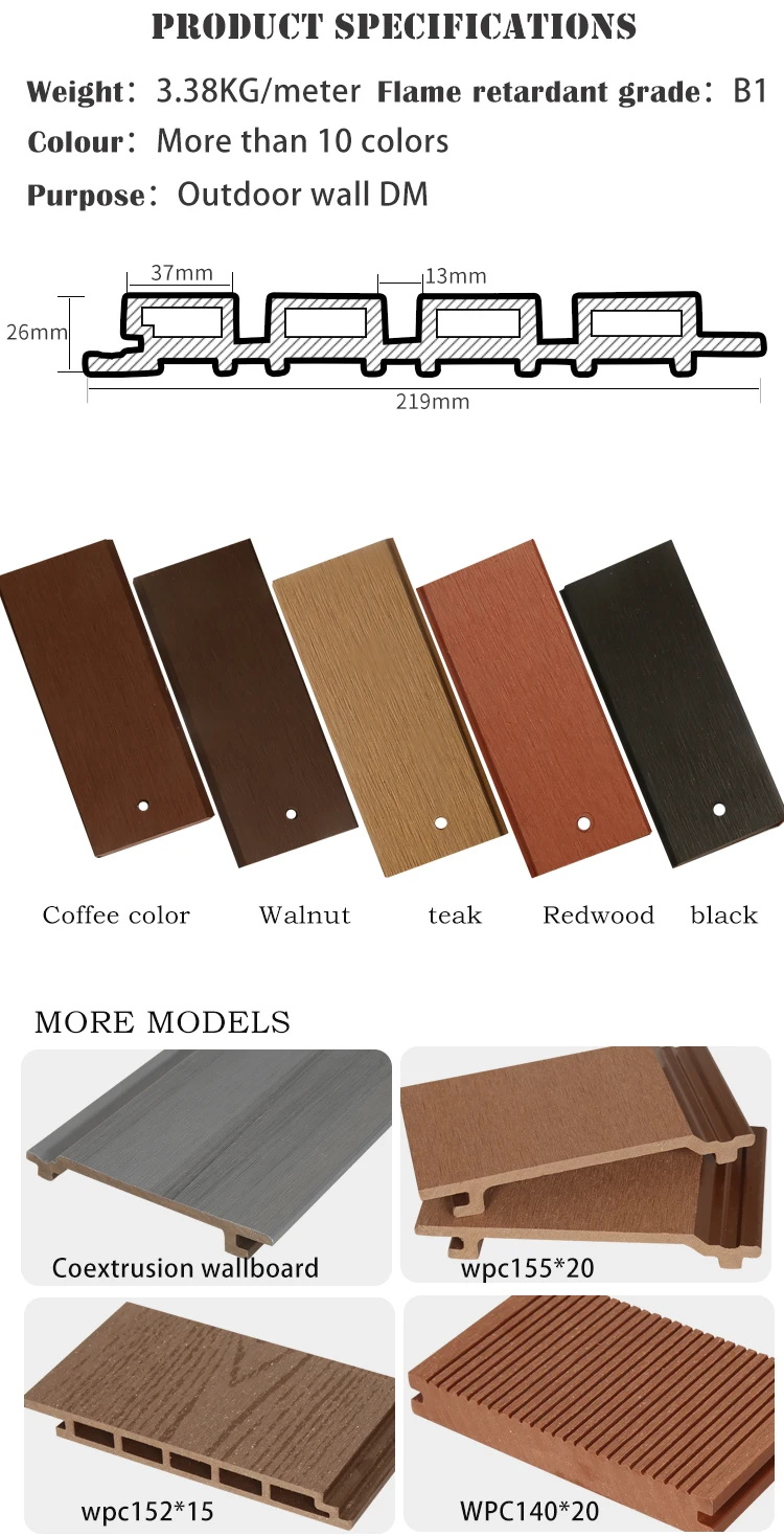 External Wooden Grain Wood Plastic Composite Wpc Wall Panels Outdoor ...