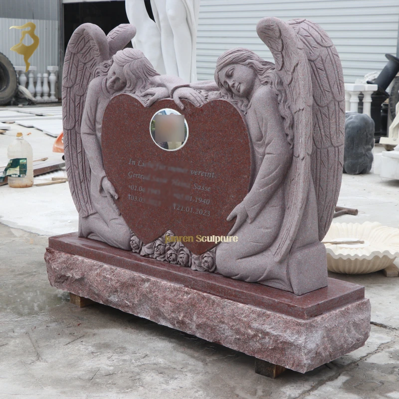 Red Granite Angel Statue Headstone/tombstone/monument Heart - Buy ...