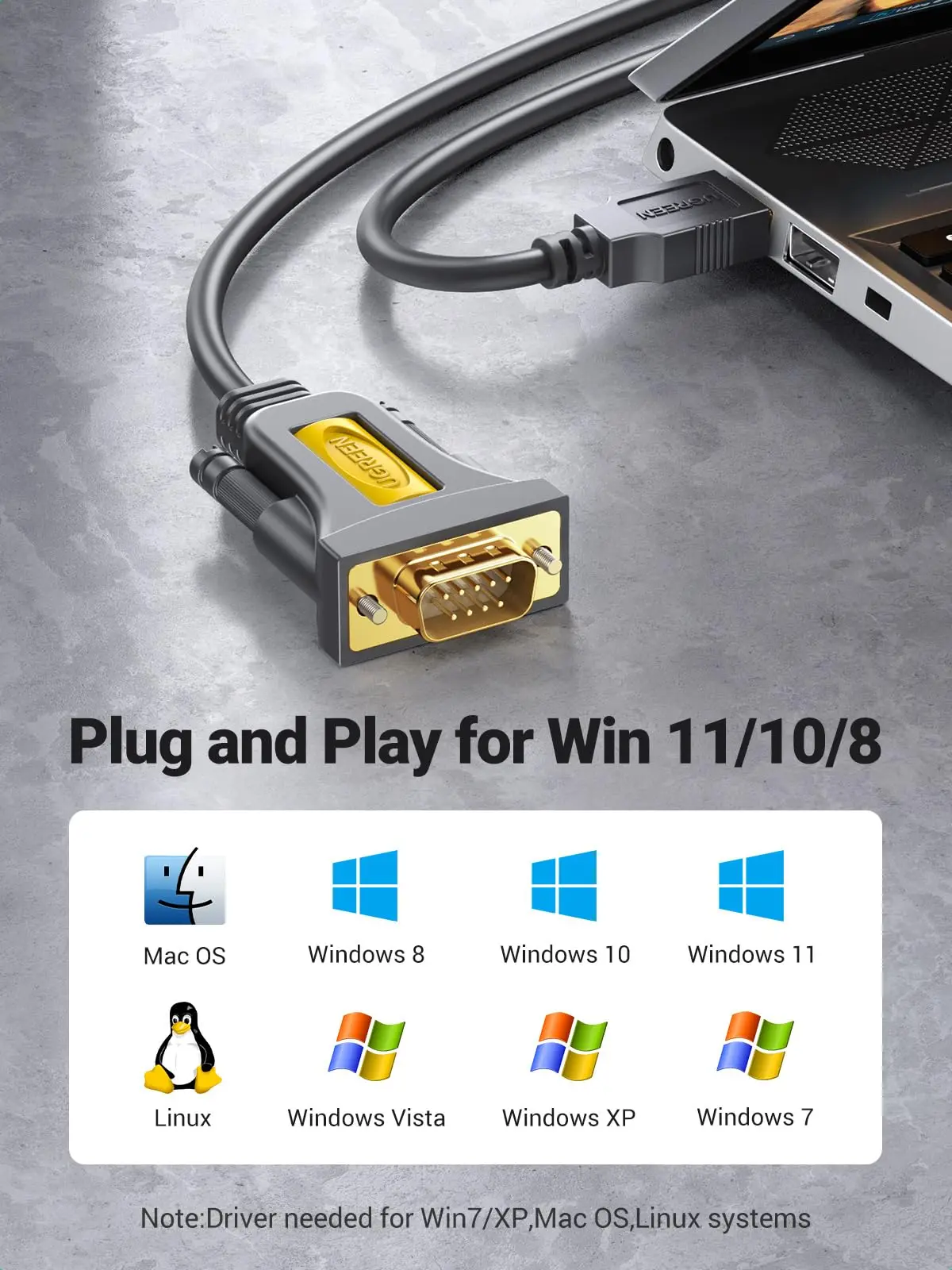 Ugreen Usb To Serial Adapter Serial To Usb Adapter Db9 Male 9 Pin With ...