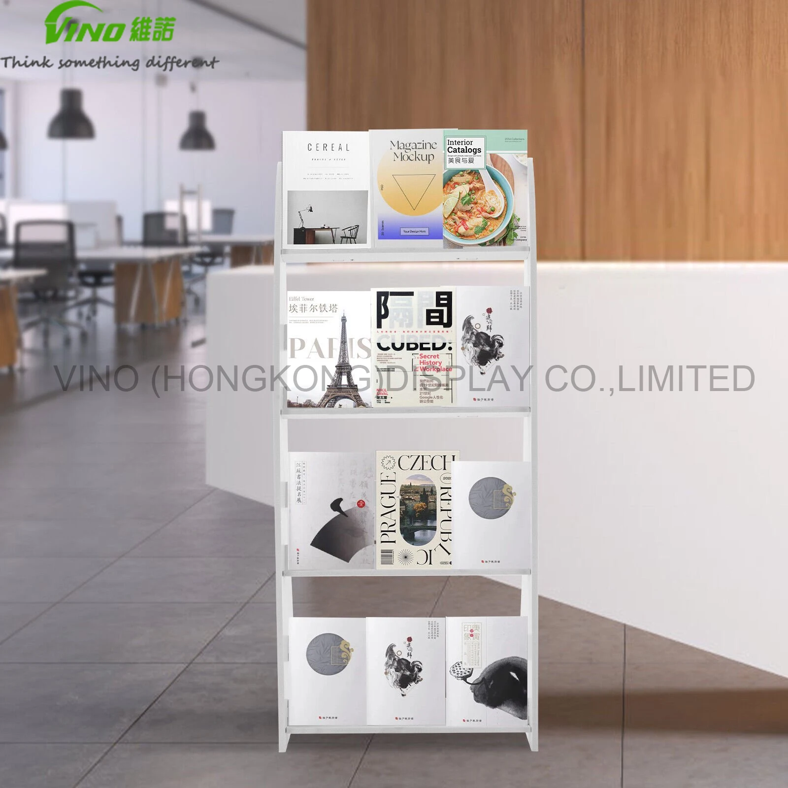 4-Tier Floor Standing Bookshelf Cabinet Light Duty Display Stand ...