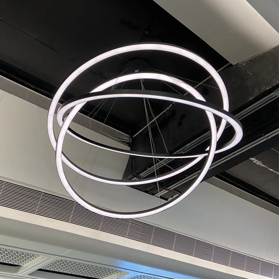 Suspended Curved Profile Linear Led Chandelier Modern Circle Pendant ...