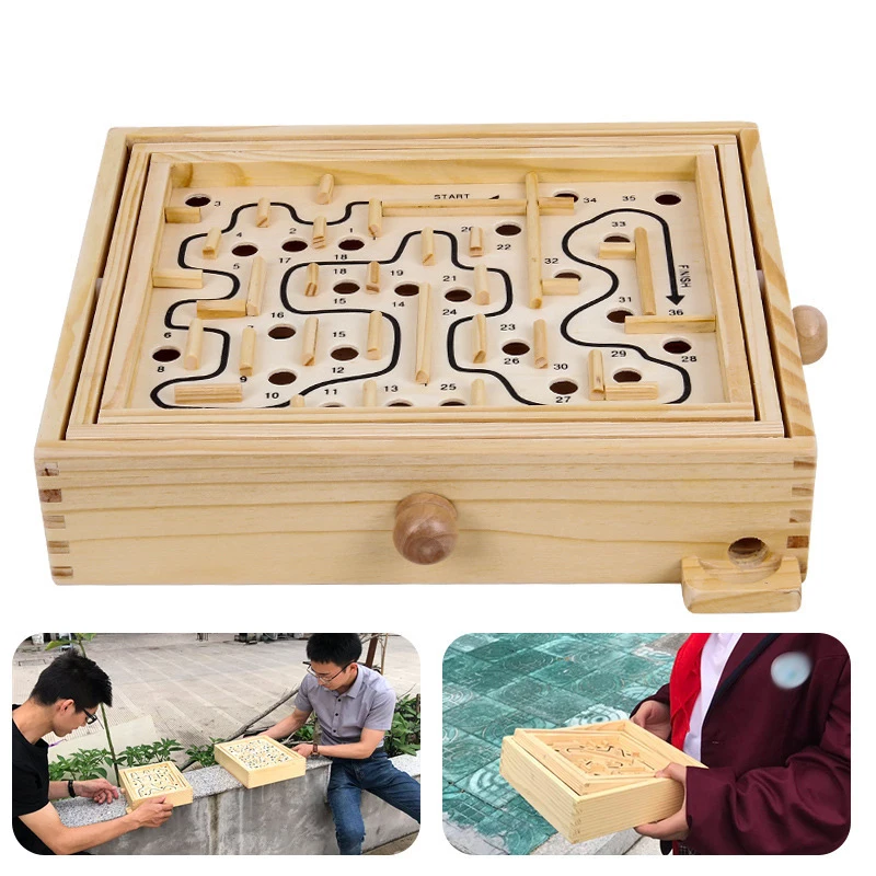 Indoor Wooden Tabletop Maze Game for Kids Fun Developing Kids ...
