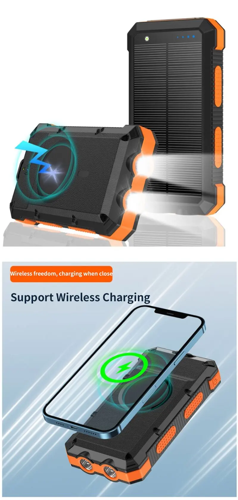 Hot Sell Customized 10000mAh 20000mAh Magnet Solar Power Bank 22.5w ...