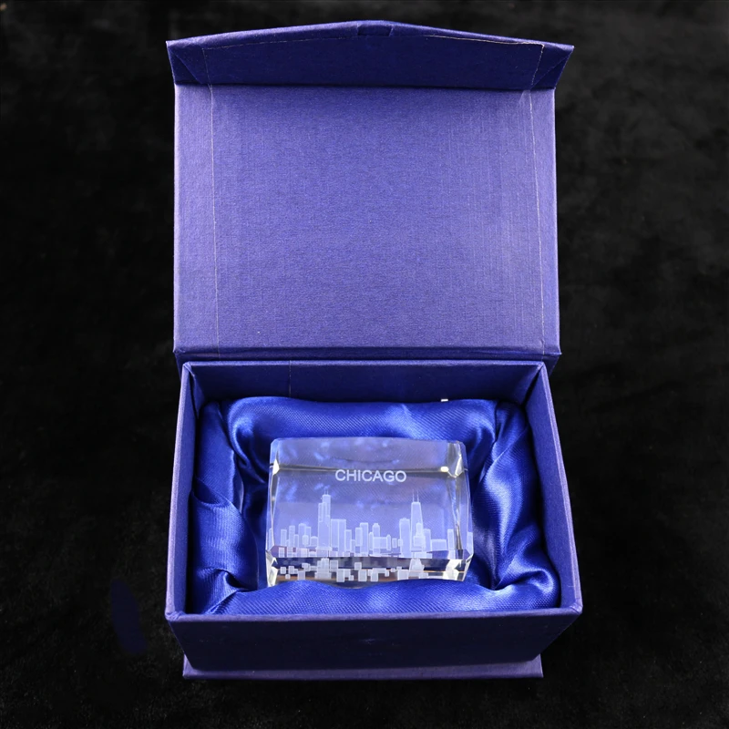 Hot Sale Souvenir Glass Blocks/cubes Gift 3d Laser Chicago Engraved ...