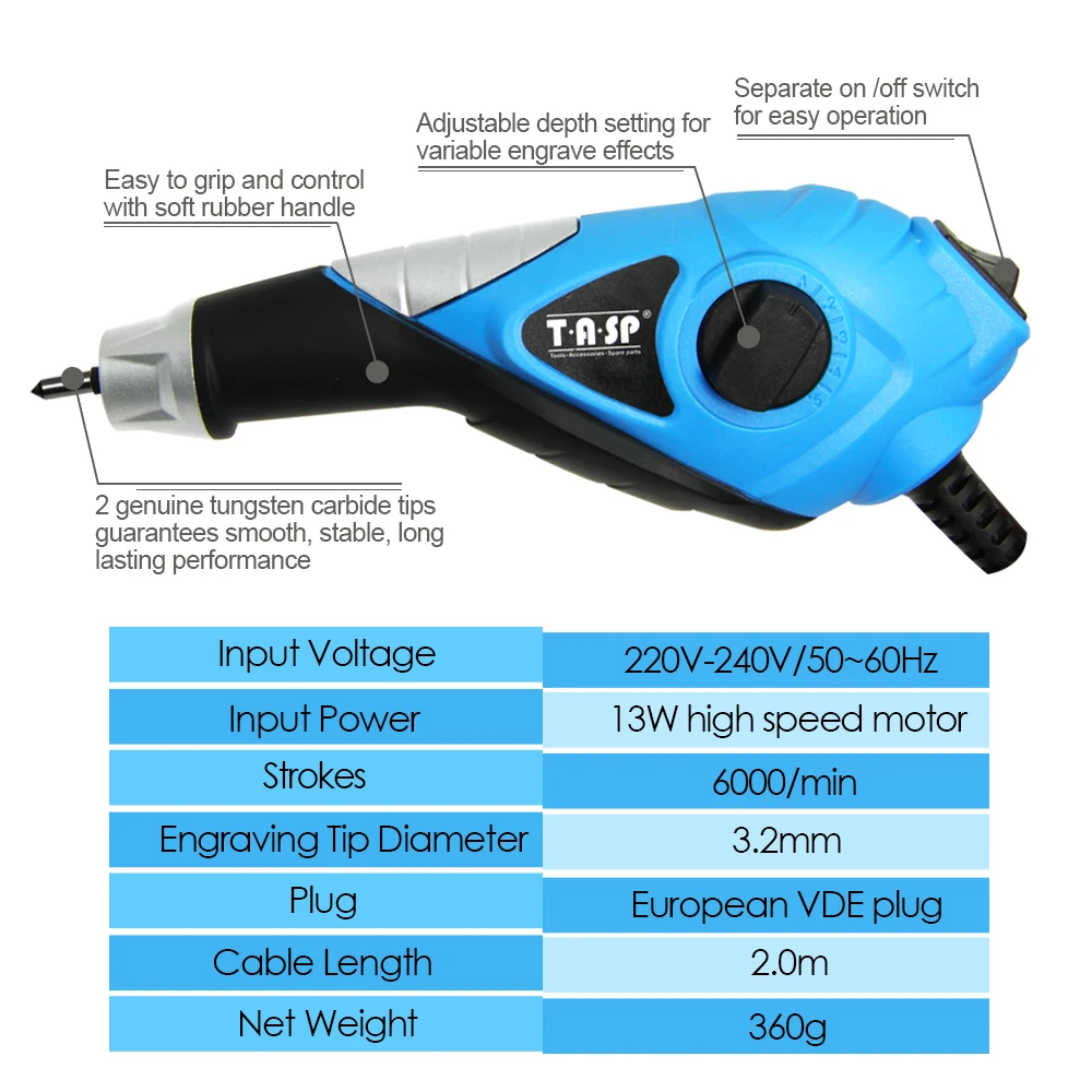 TASP 230V Electric Engraver Pen - Versatile Tool for Metal, Wood ...