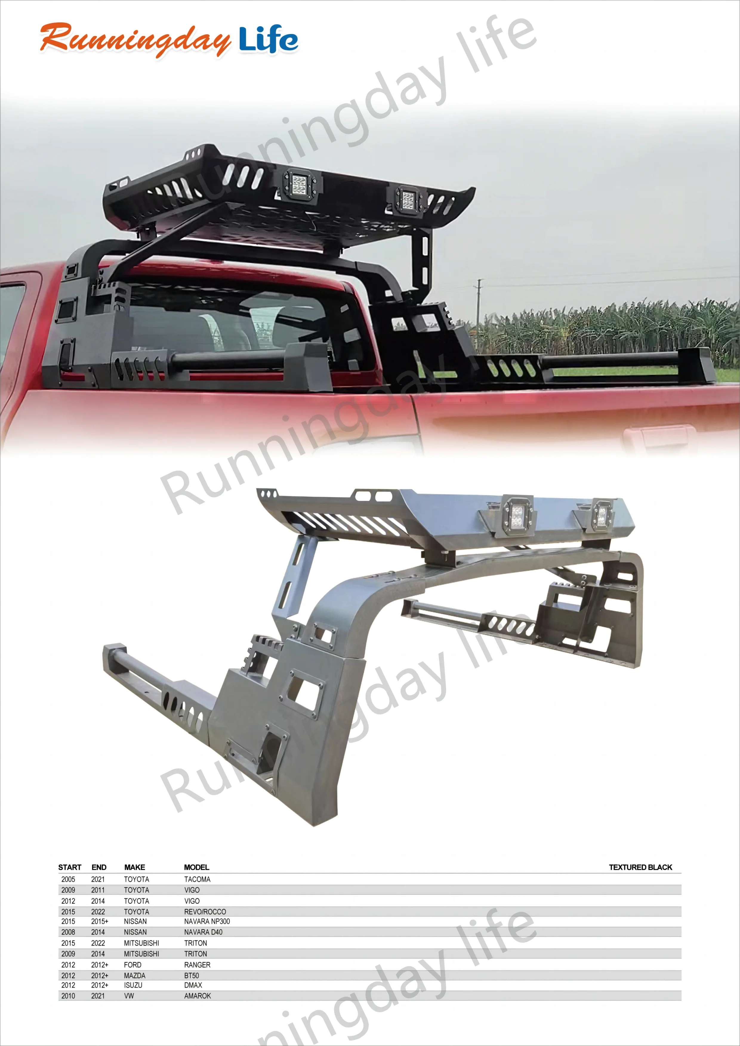 Hot Universal Pickups Trucks Roll Bar With Roll Shulter Led Light For ...