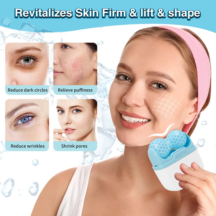 2 In 1 Dual Heads V Shaped W Shaped Ice Roller Silicone Ice Globes ...