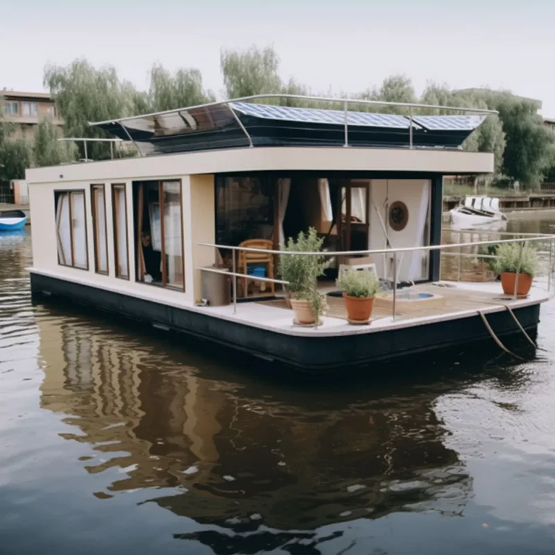 New Style Floating Boat Prefab Container Hotel House On Water Floating ...