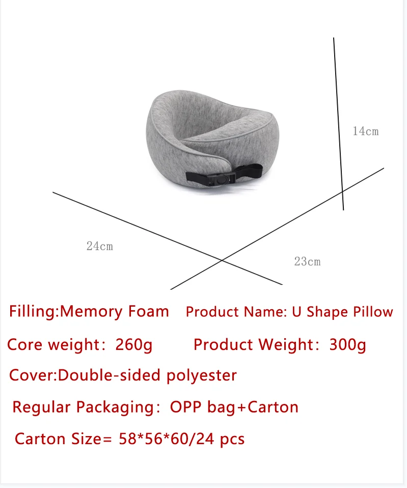 Jiyimei Memory Foam Travel Pillow - U Shape Neck Support