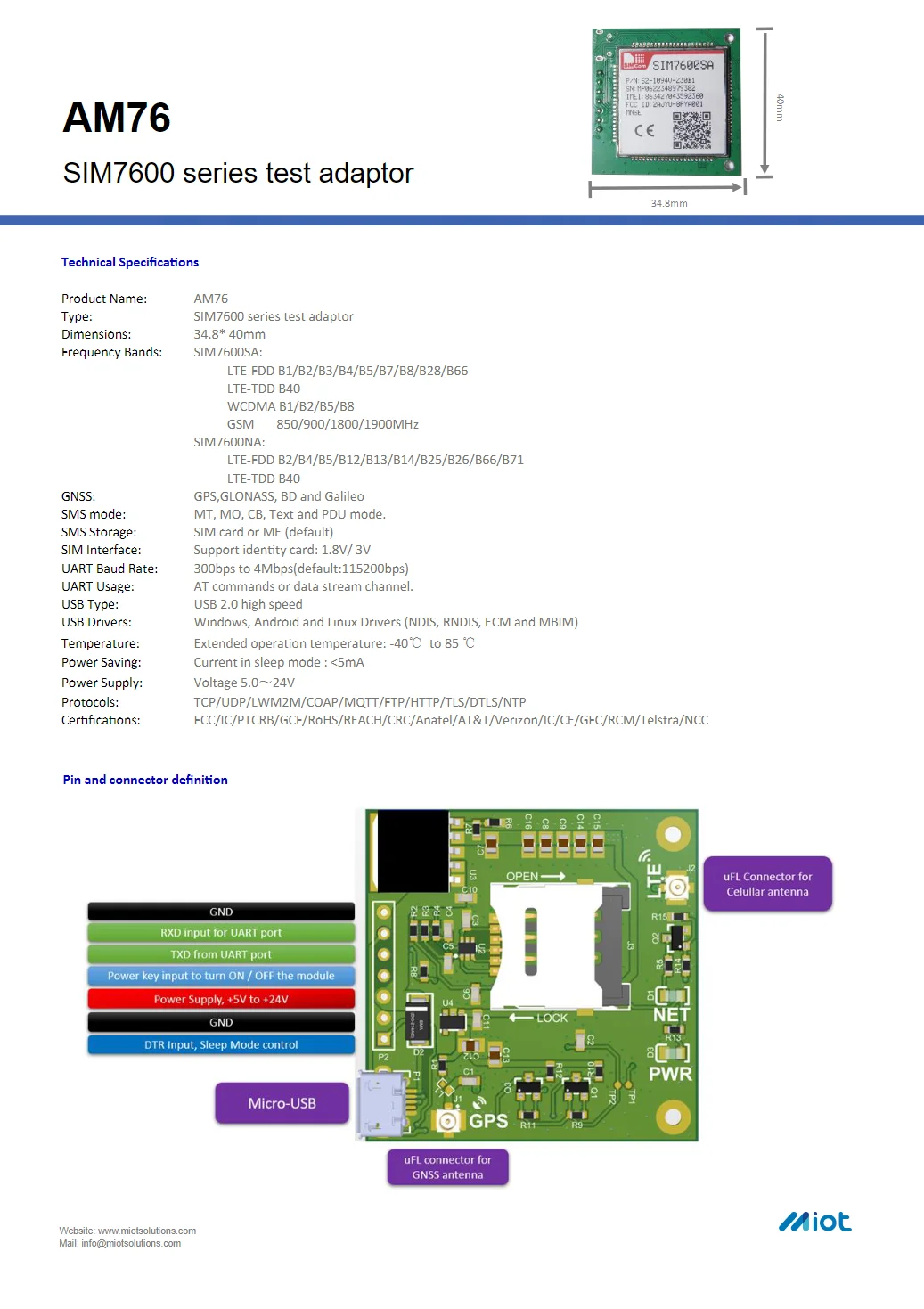 Sim7600 Series Test Adaptor With Gnss Positioning System For Iot ...