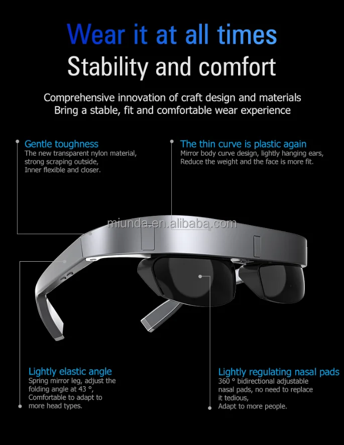 AR Glasses MG-AR71MAX Wearable Display 0-600deg Myopia Adjustment 78g ...