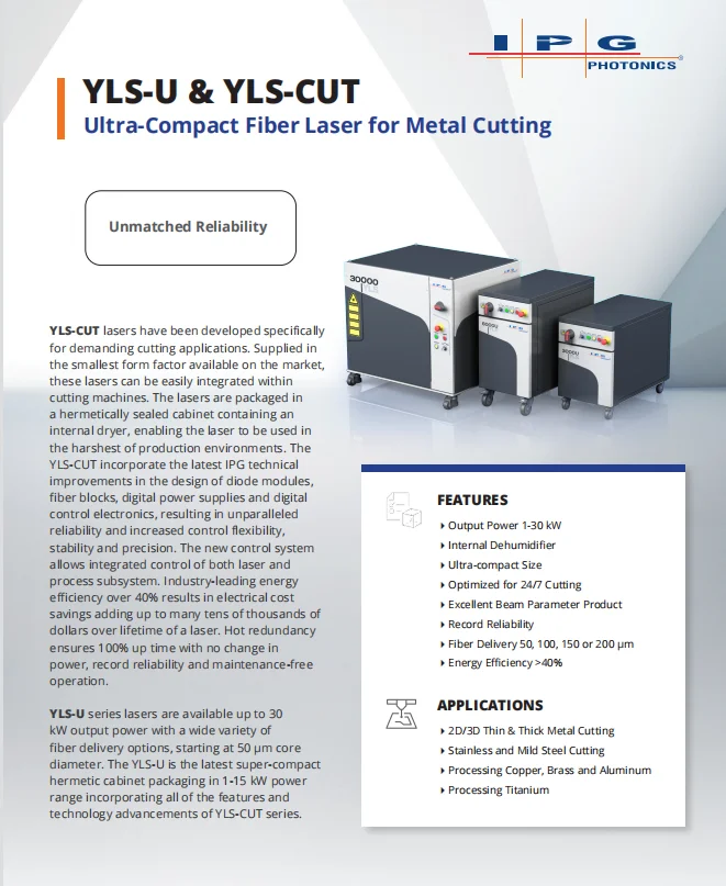 Raysoar YLS-6000-U-K 6000W IPG Fiber Laser Source for Cutting
