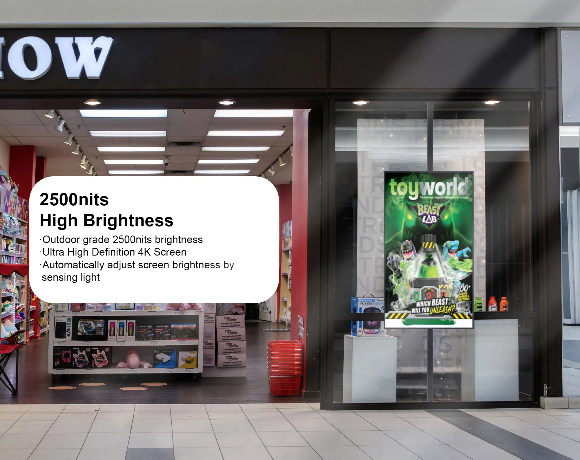Ultra-Narrow Window 75 Inch High Brightness 2500 Nits Fhd/4K Lcd Screen ...