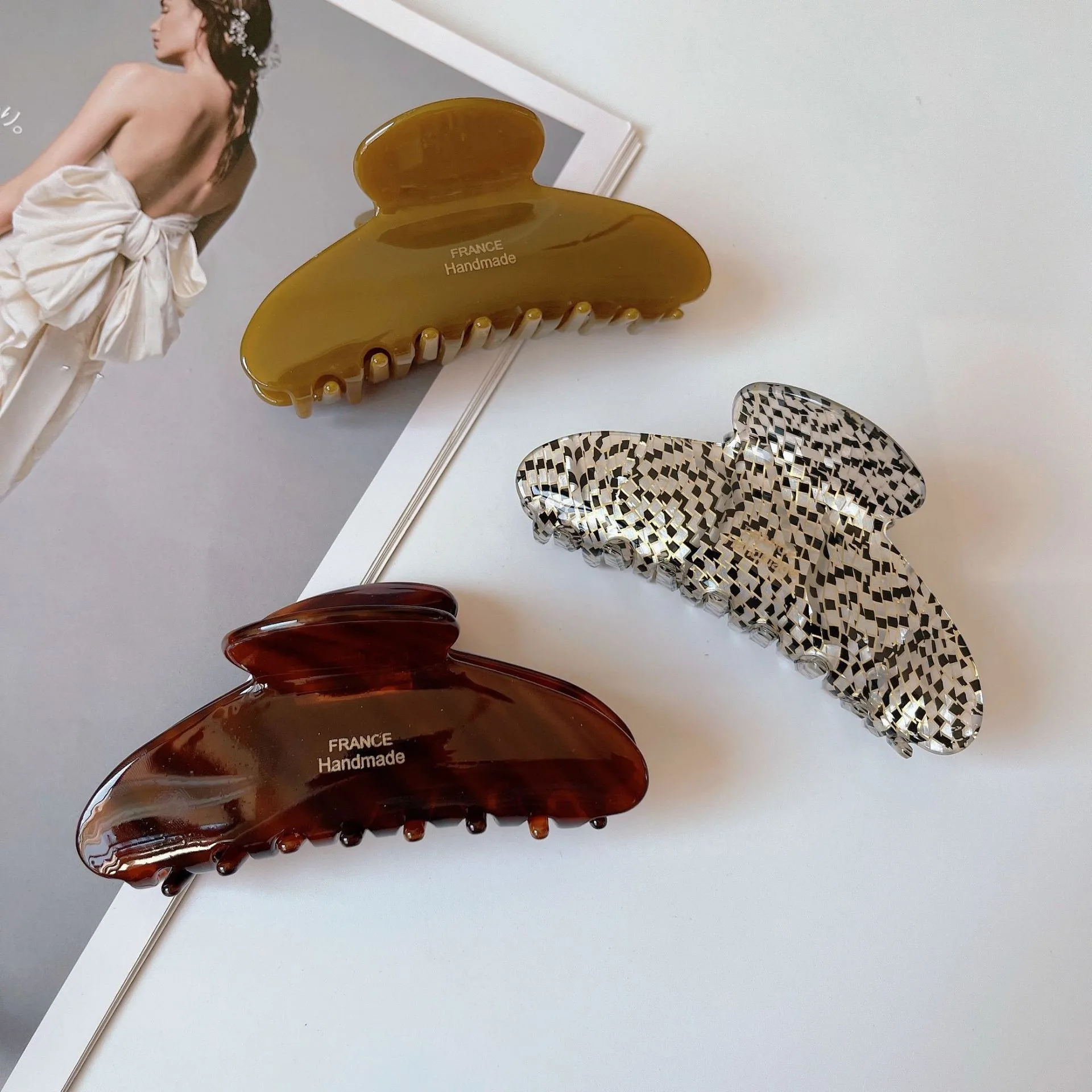 New Large Acetate Hair Claw Clips 10.5cm Retro Hair Clips With Claw ...