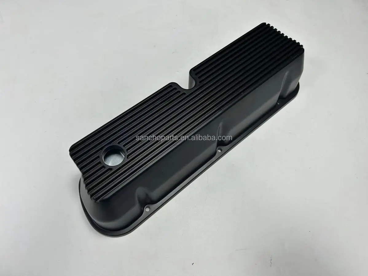 Windsor Black Aluminum Ribbed Valve Covers Tall W/Hole Fit for Ford ...
