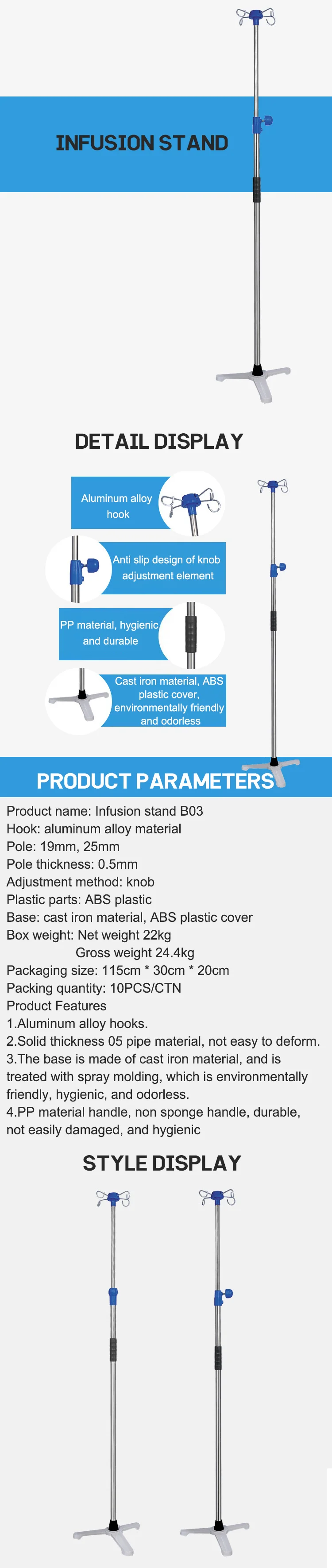 Winfair Hospital Medical Heavy Duty Iv Drip Infus Infusion Pump Pole ...