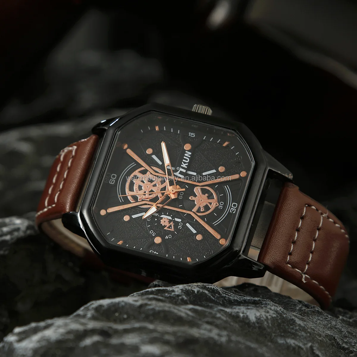 New Double Layer Square Shell Fashion Casual Men's Watch